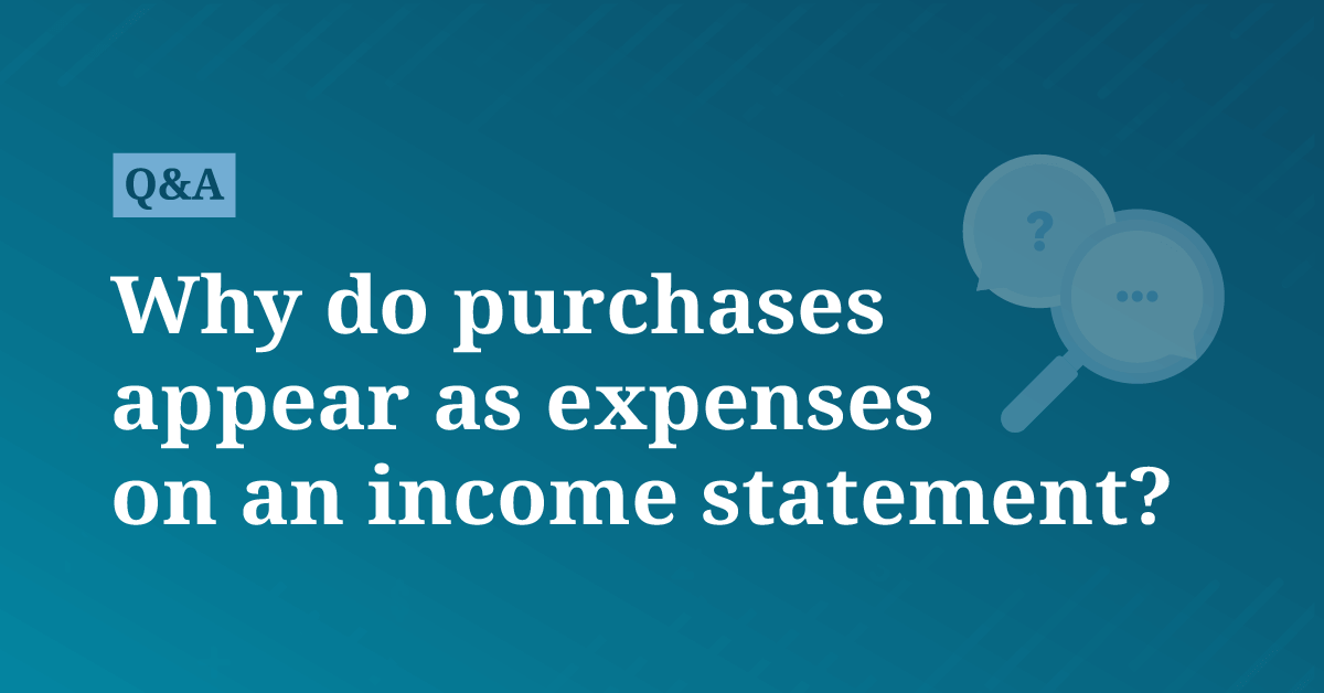 Why do purchases appear as expenses on an income statement?